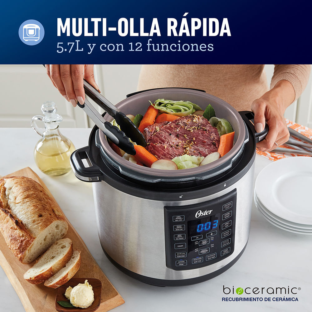 Multiolla Oster®, Capacidad de 5,7 Litros, con 12 Funciones, Acero ...